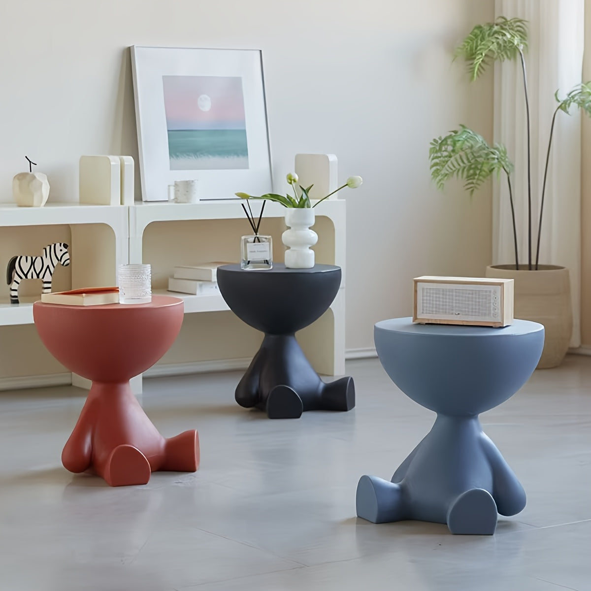 1pc Modern Creative Bear-shaped Plastic Bedside Table, Multifunctional Bedside Table, Easy ...