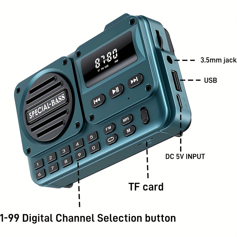 SENBOWE Portable FM Radio with USB-C Charging, Wireless, LCD Display ...