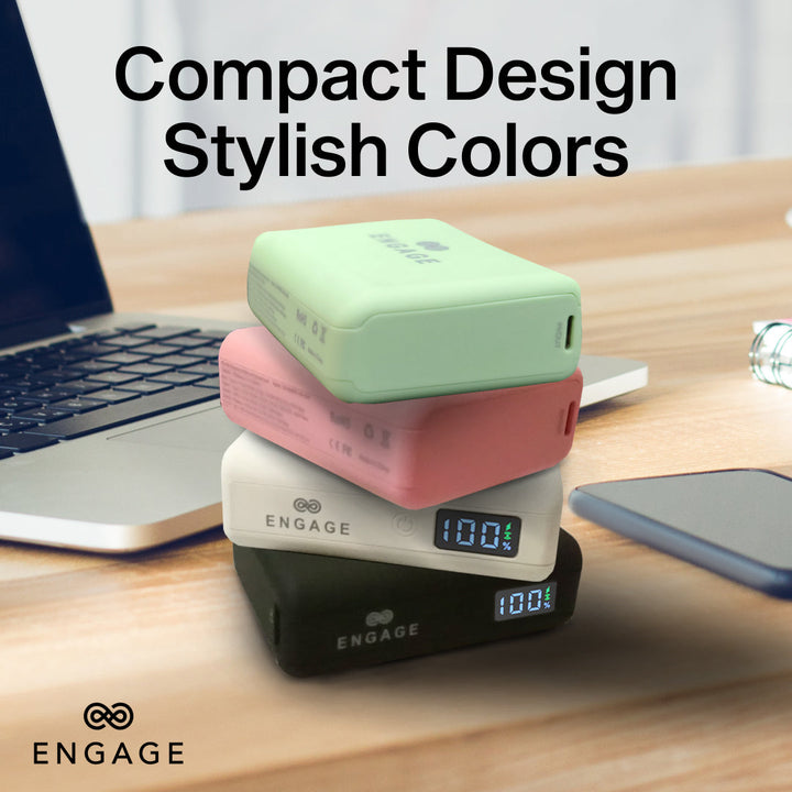 ENGAGE COMPACT WIRELES MAGNETIC PB 10000MAH W/LED DISPLAY-GRN 45W(37W ...