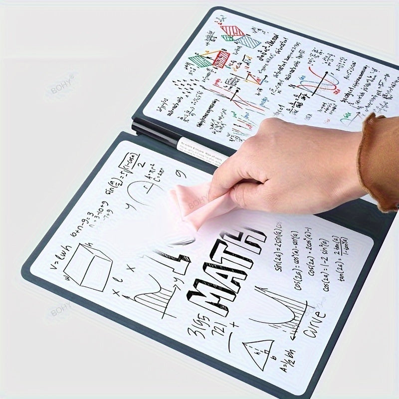 A5 Whiteboard Notebook with Faux Leather Cover - Reusable and Portable ...