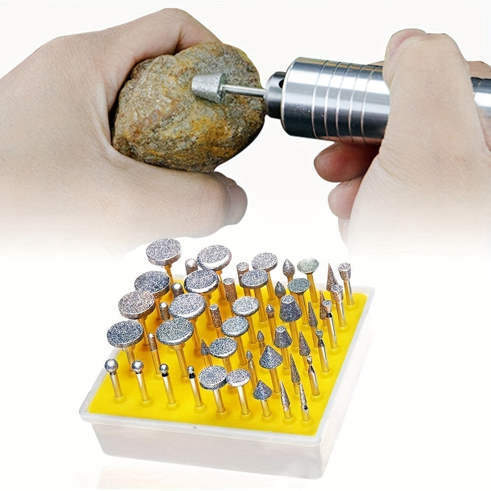 50pcs grinding head diamond grinding needle Artificial Jade carving ...