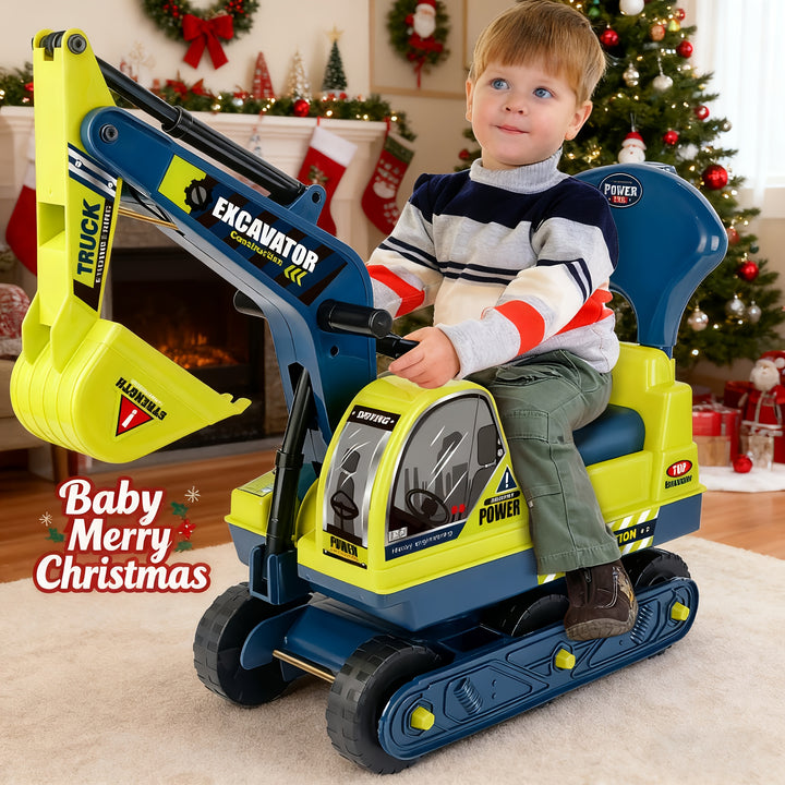 Yellow and Green Toy Bulldozer with Child Seat | ABS Material, Battery ...