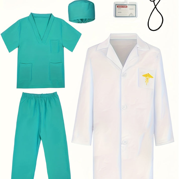 7pcs Girls' Medical Role-Play Doctor Costume Set with White Coat ...
