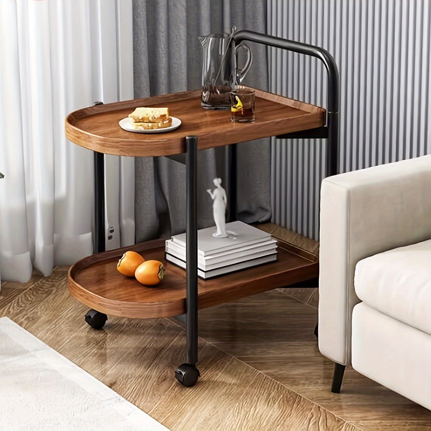 Rolling Sofa Side Table with Swivel Wheels - 2 tier - FAB9 – SOOOQ