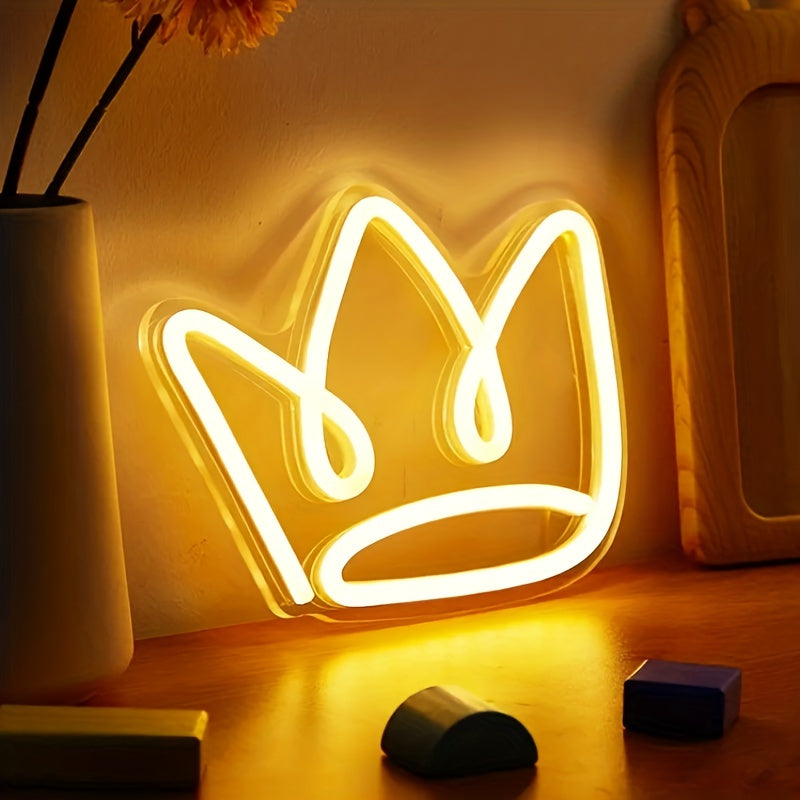 LED Crown Neon Sign USB Powered Wall Mount Non-Waterproof Light - TJ03 ...