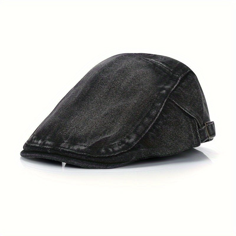 Washed Distressed Denim Flat Cap - R5YD – SOOOQ