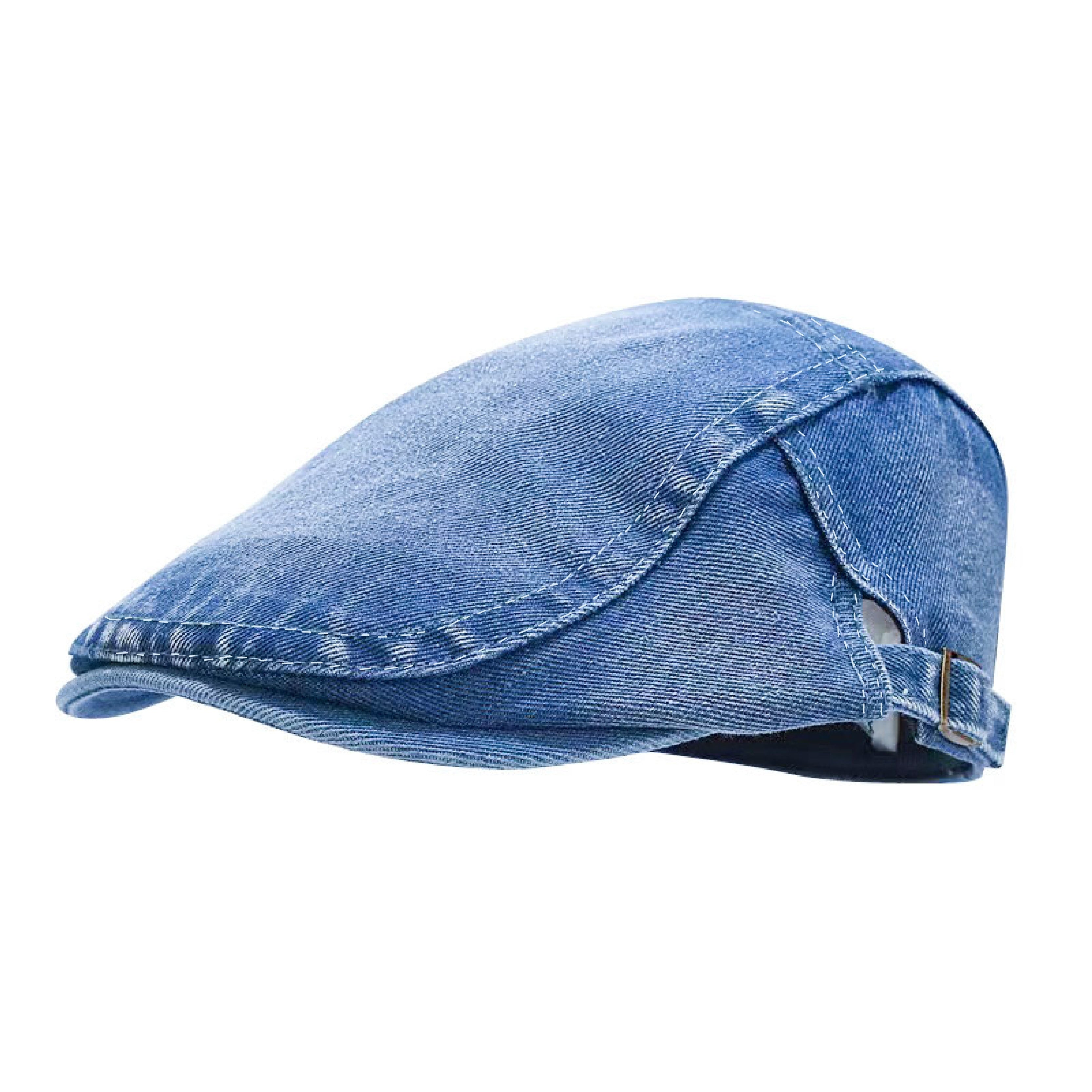 Washed Distressed Denim Flat Cap - R5YD – SOOOQ