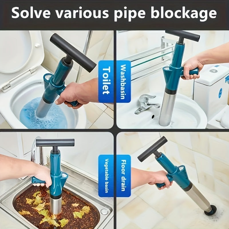 High-Pressure Air Drain Blaster Kit for Clogged Pipes and Bathrooms ...