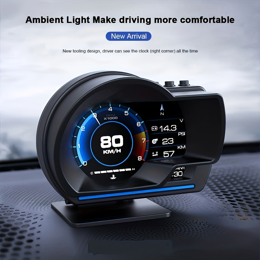 New OBD Smart Gauge Alarm Ambient Light Clear Trouble Code Speedometer ...