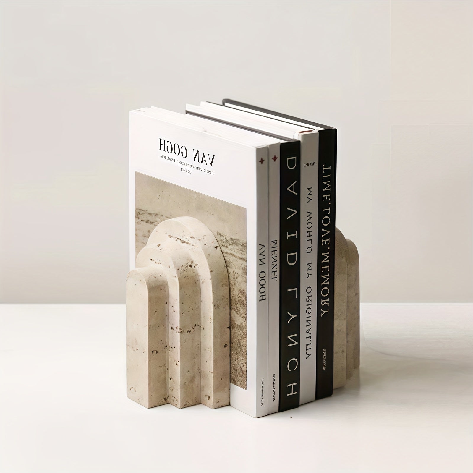 1pc Vintage Stone Bookends - Light Yellow Textured Book Holder with ...
