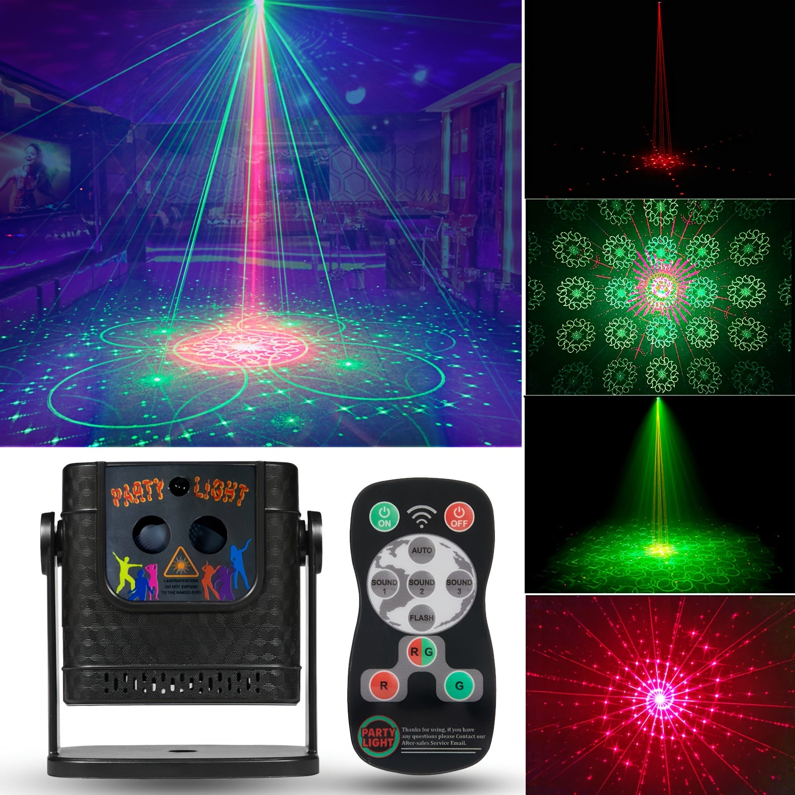 MOUTOIDUM Mini Party Lights DJ Disco Laser Projector with Sound ...