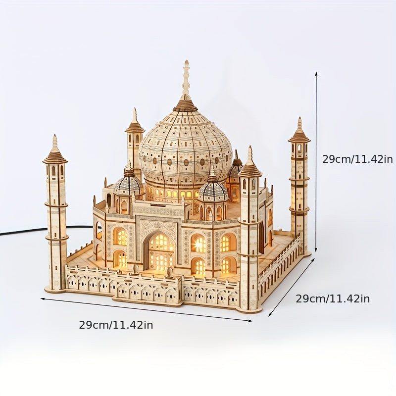 DIY Taj Mahal 3D Wooden Puzzle Kit - Intricate Mixed Color Castle ...