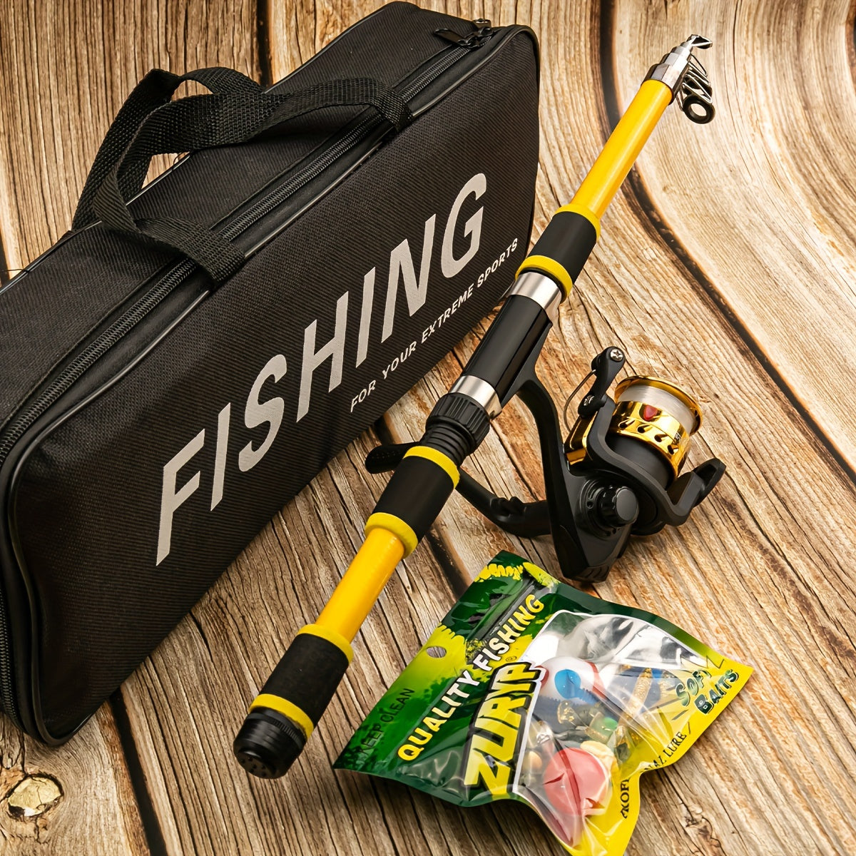 Yellow Fishing Rod Combo with Tackle Bag-CLOG – SOOOQ