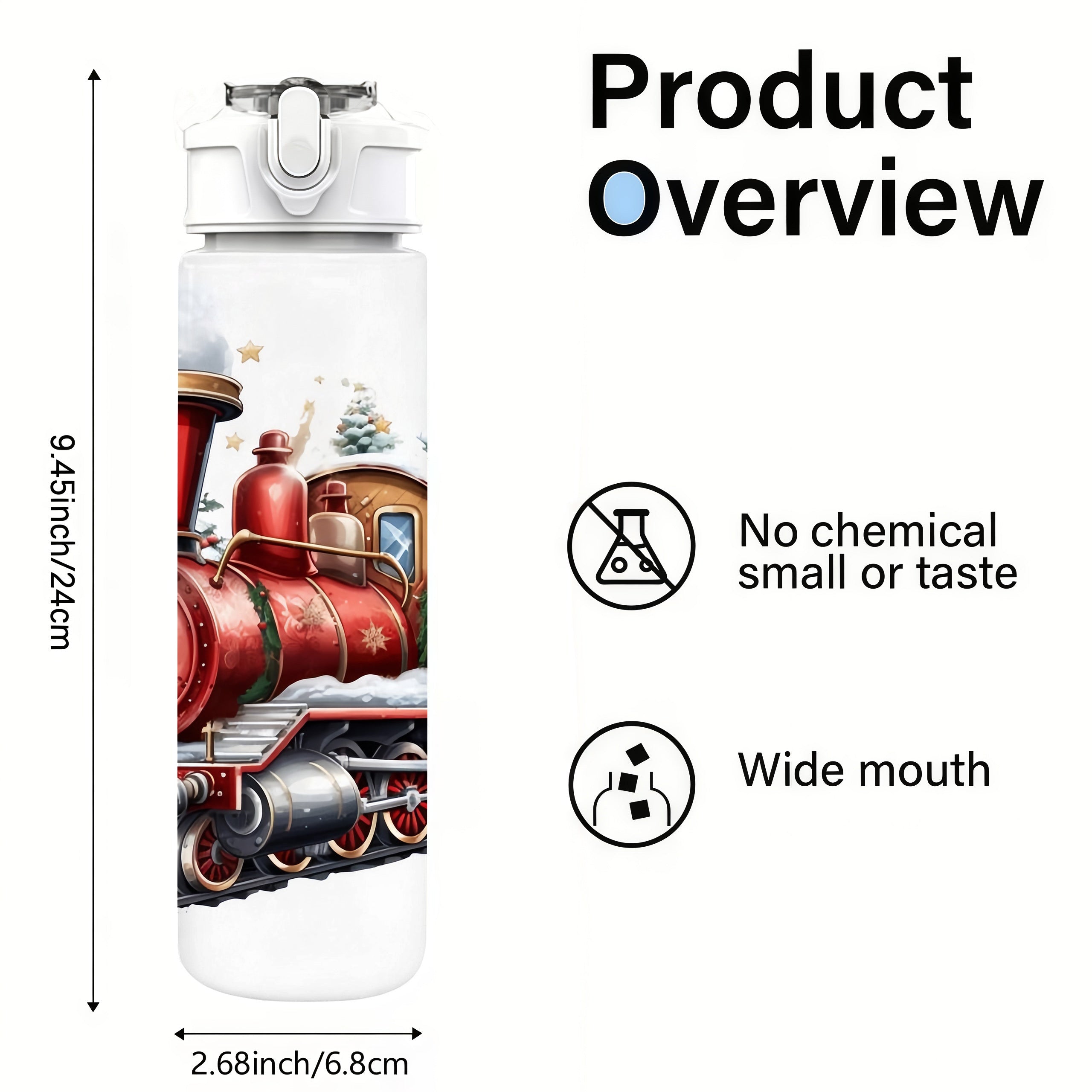 1pc Christmas Red Steam Train Snow Scene Print, 750ml/26oz Plastic ...