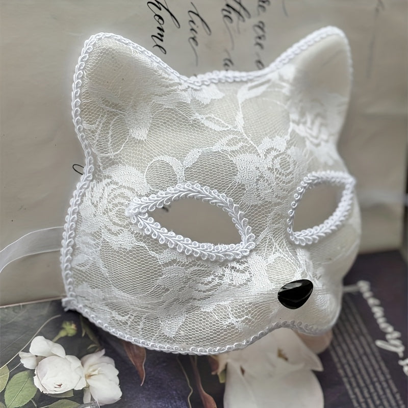 1/2 Sexy Lace Half Face Mask Fox Cat Demon Dark Party Sheer Mesh Luxury ...