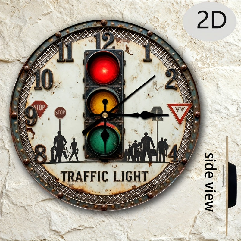 1pc Vintage Traffic Light Wall Clock - Silent Swiss Quartz Movement, 12 ...