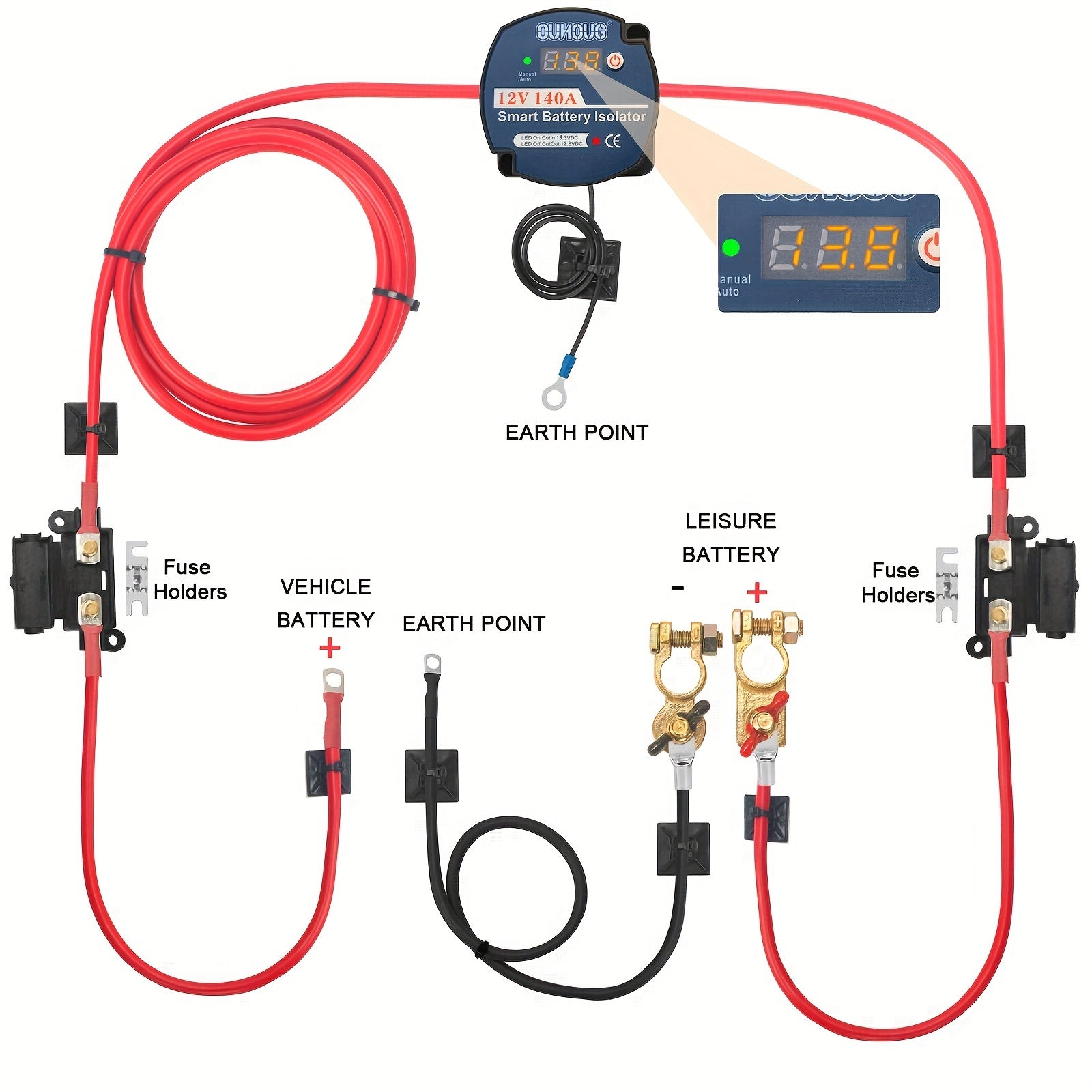 DIY 12V Dual Battery System Isolator Kit – Heavy Charger Cables for RV ...