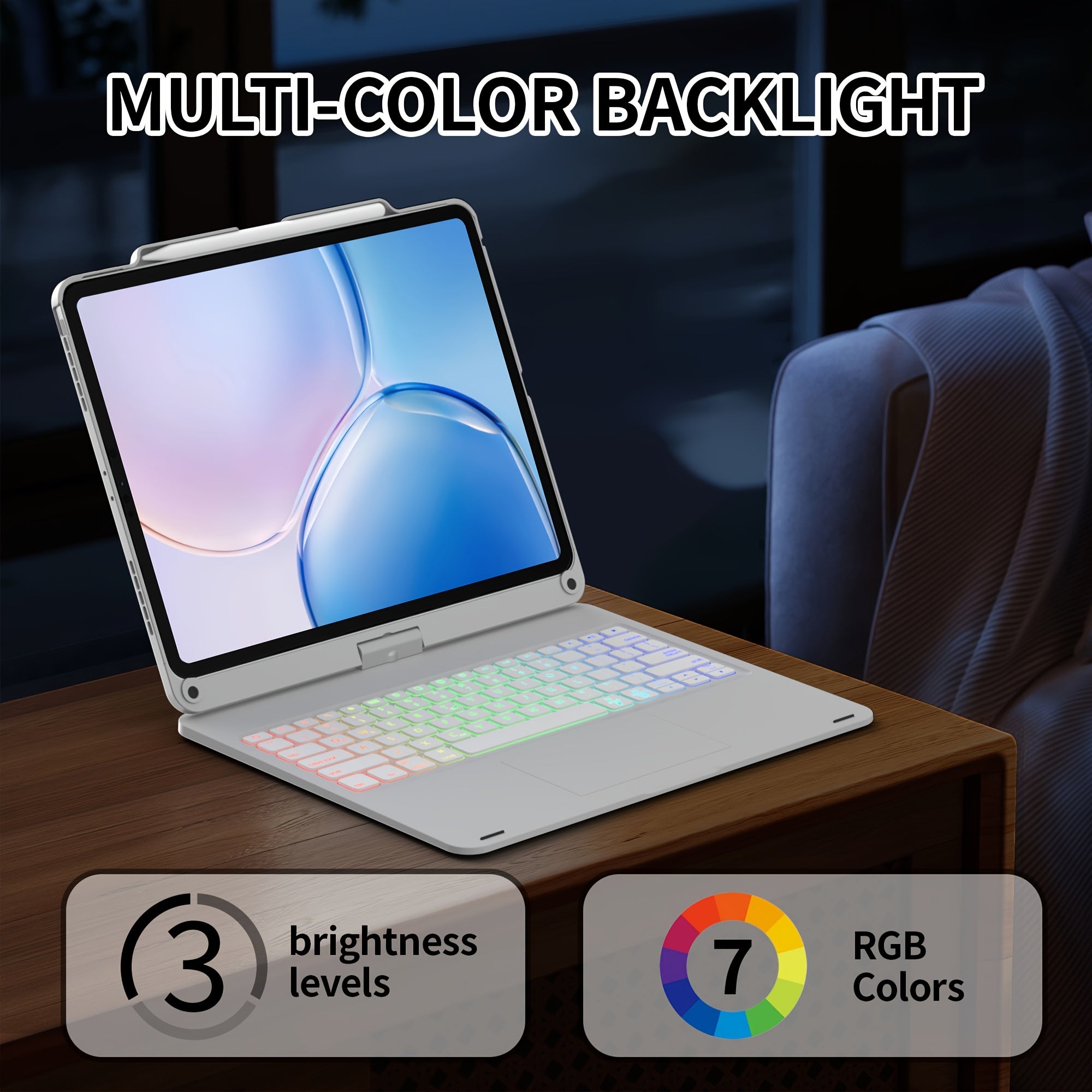iPad Pro 129 Keyboard Case with 360 Rotating Trackpad-UMKW – SOOOQ