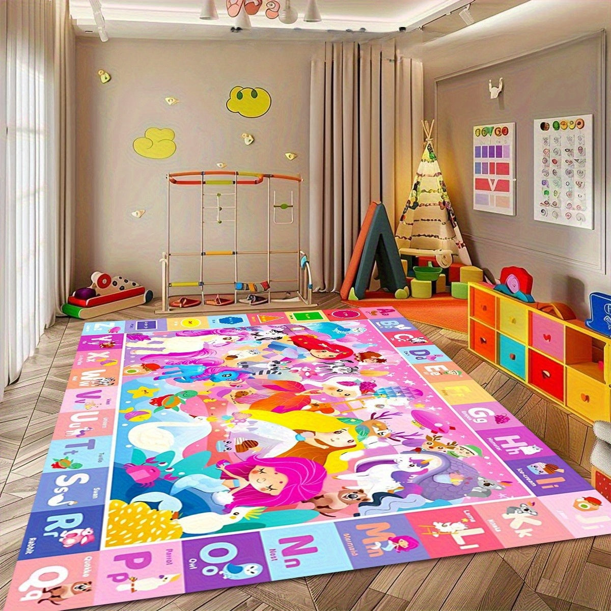 1pc Pink Alphabet Learning Mat - Soft Educational Mat with Colorful ...