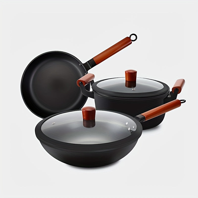 Iron Pots Set - 3pcs - Gas Stove & Induction Cooker Safe - IAFT – SOOOQ