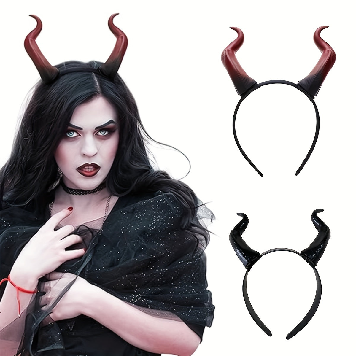 Gothic Demon Horn Headband for Halloween Cosplay - TJR2DV9C – SOOOQ