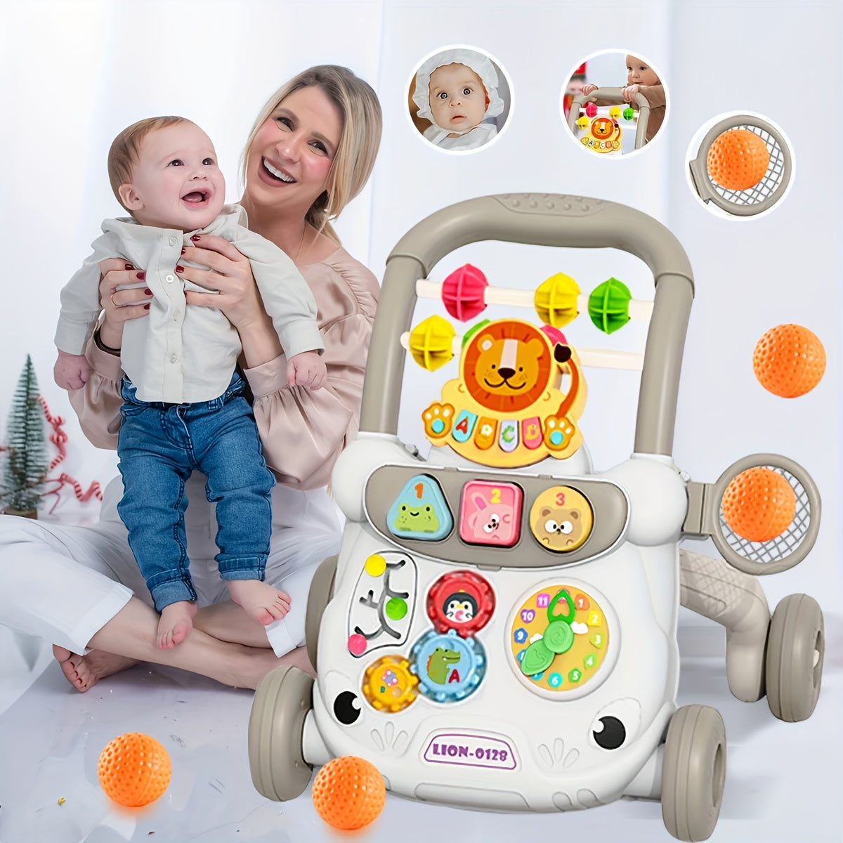 Infant Push Walker Featuring Ball Launching Toys, a Push-Behind Walker ...