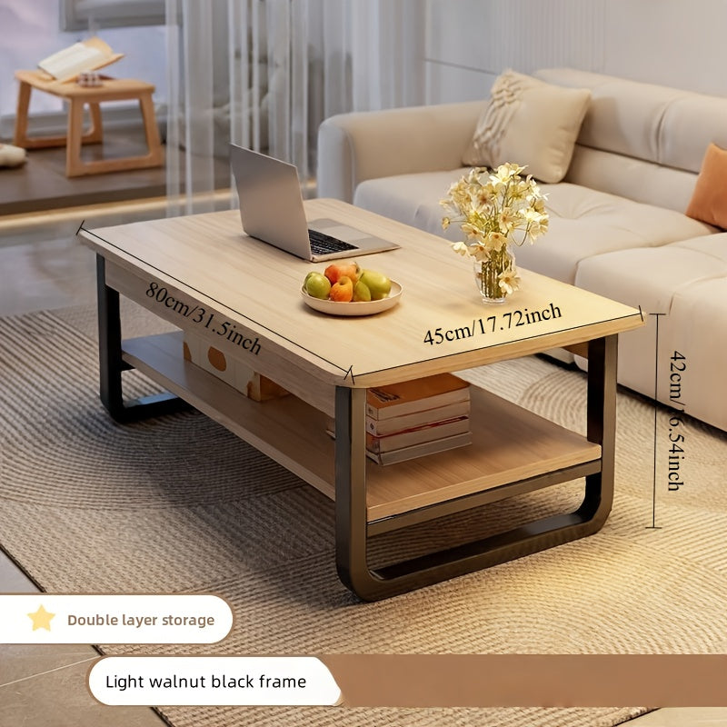 Space-Saving Modern Minimalist Coffee Table with Double Layer Storage ...