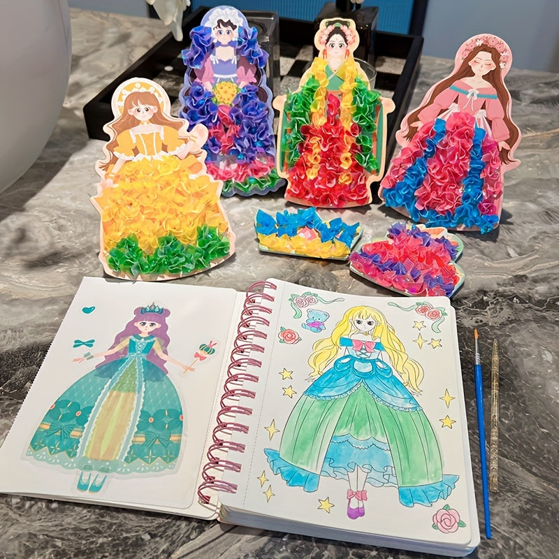 3 In 1 Drawing Book, Princess Dress-up Activity Book With Watercolor P ...