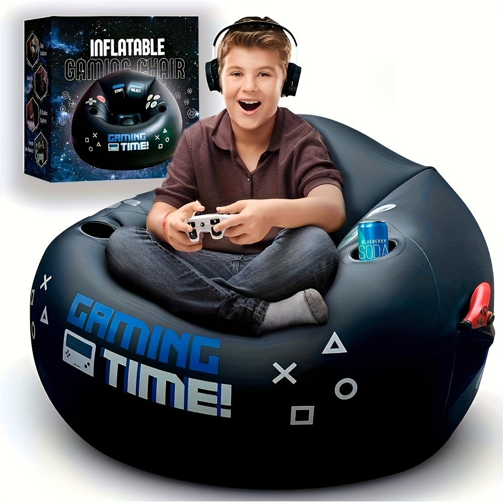 1pc Inflatable Gaming Chair with Cup Holder & Side Pockets - Portable ...