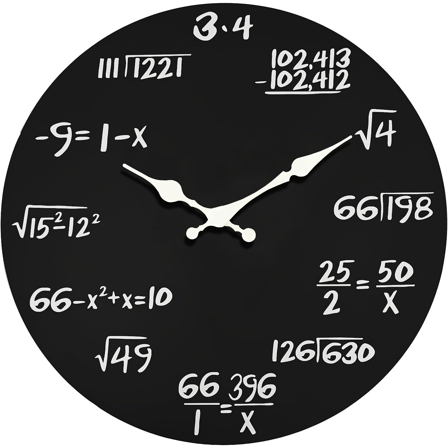 Home Math Wall Clock with Expressions, Wooden, 30cm - TJRM89P