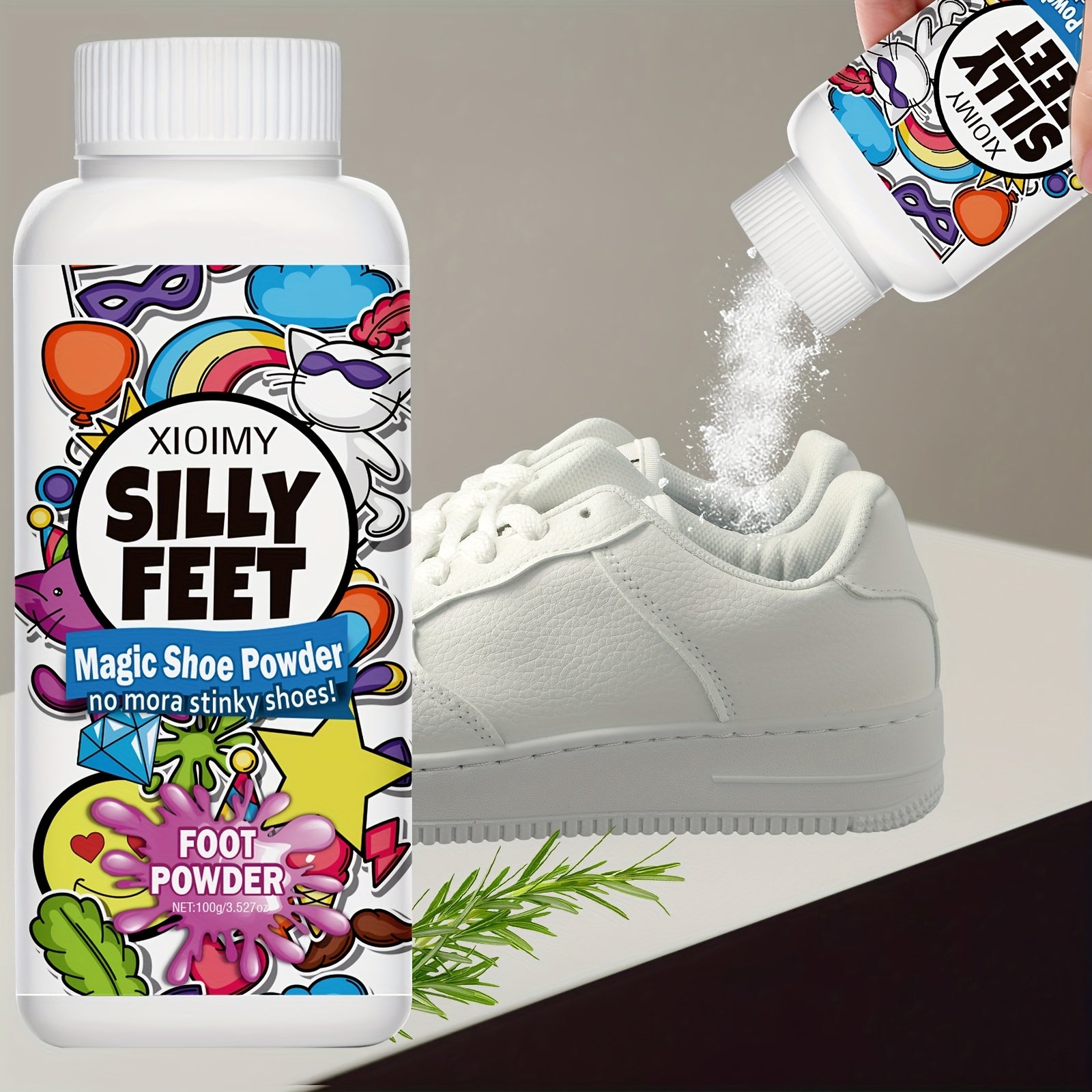 100g XIOIMY Silly Feet Magic Shoe & Foot Deodorizing Powder - Vitamin E ...