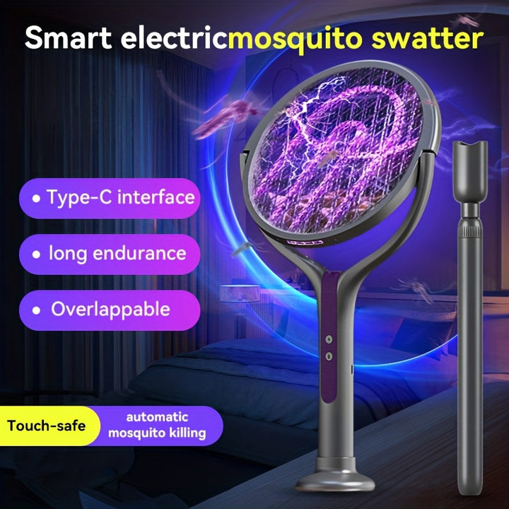Foldable Retractable 2-in-1 Electric Mosquito Swatter, Rotating Head ...