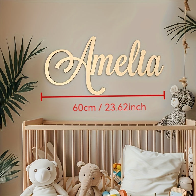 Custom "Amelia" Wooden Name Sign - Elegant Cursive Lettering, Ideal for ...