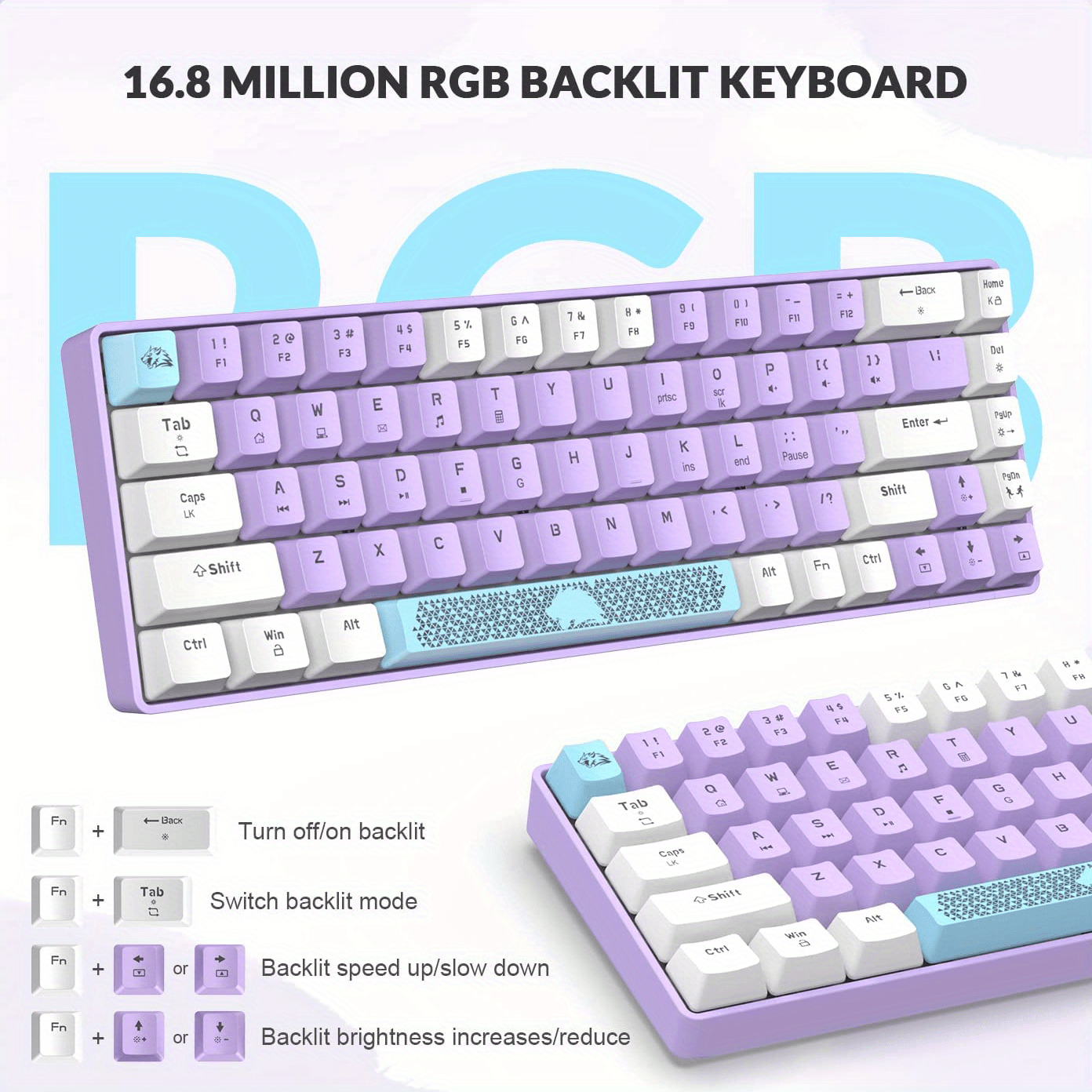 ZIYOULANG 60 Mechanical Gaming Keyboard Compact Layout 68 Keys RGB - W ...