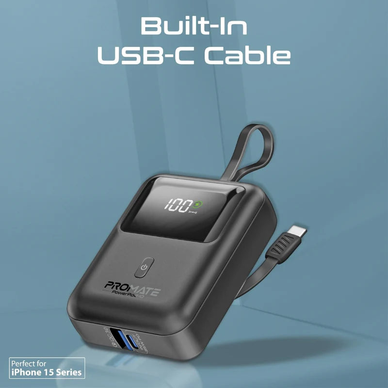 Promate 10000mAh Ultra Compact 35W Power Bank with USB-C - Black - TJR ...