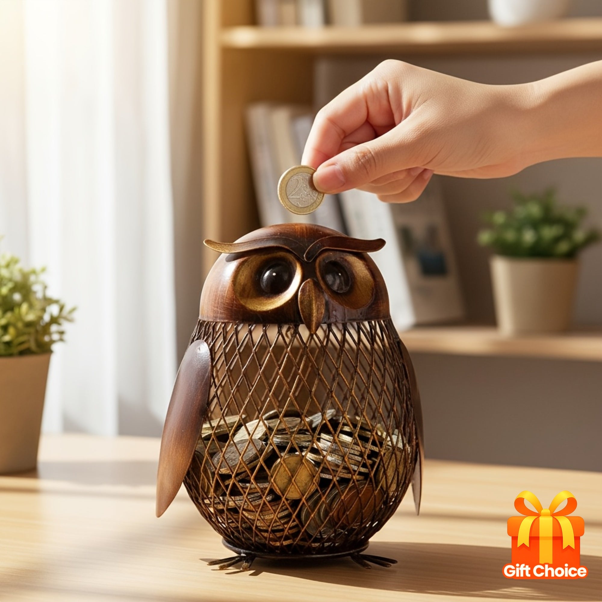 1pc Owl-Shaped Coin Bank - Rustproof Handmade Metal Piggy Bank with ...