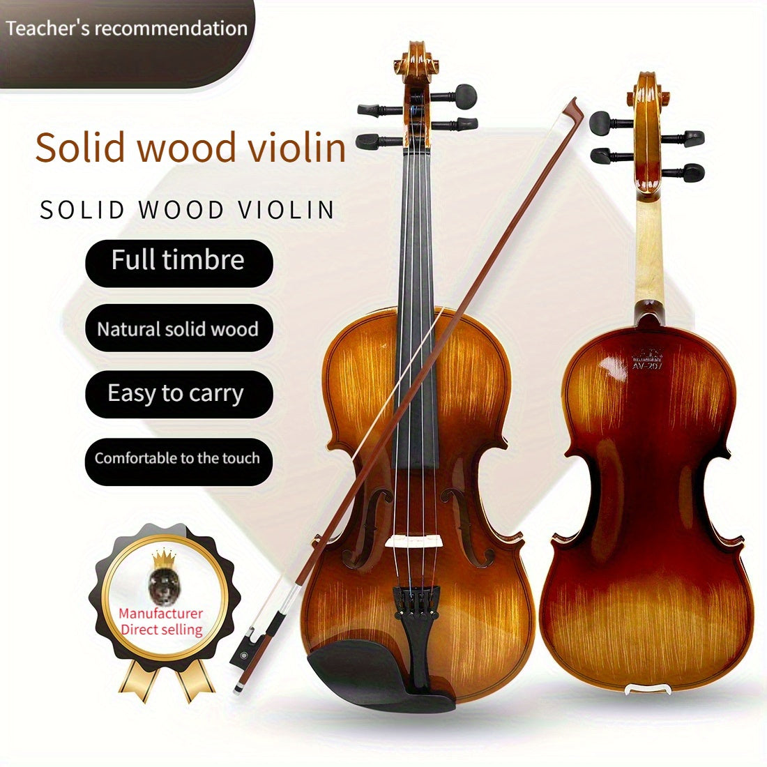 New IRIN AV-207 Glossy Violin, Orchestra and Band Instrument, Deluxe ...