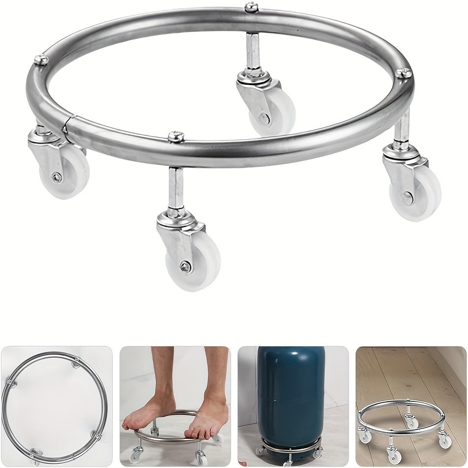 1pc Heavy-Duty Stainless Steel Propane Tank Cart with Locking Wheels ...