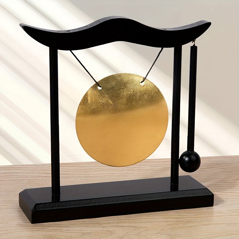 1pc Antique Copper Gong Ornament with Stand - Artistic Home Decor Craft ...
