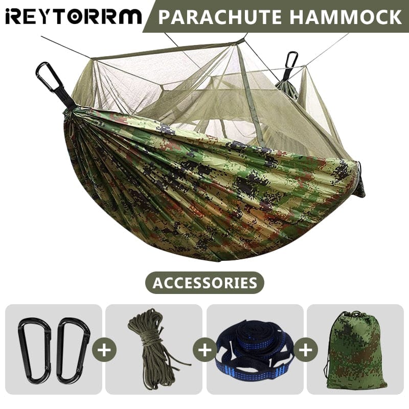Camping Hammock With Mosquito Net Double Travel Hammock With Tree Stra ...